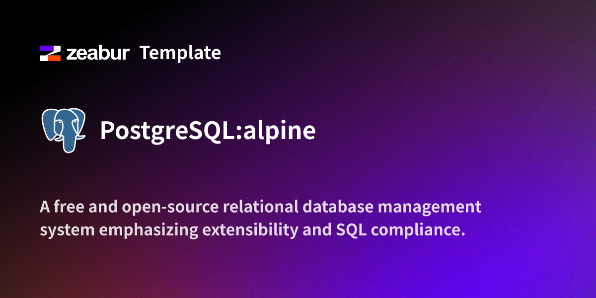 PostgreSQL:alpine Deploy Guide