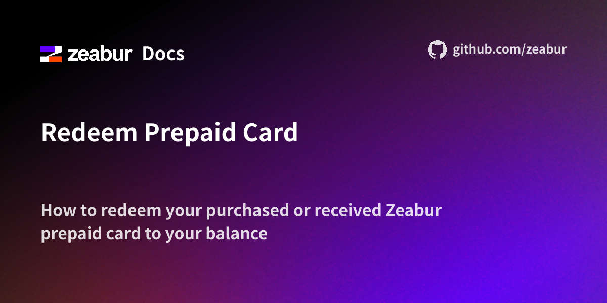 Redeem Prepaid Card - Zeabur