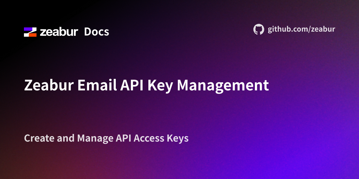Zeabur Email API Key Management - Zeabur